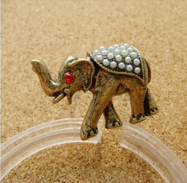 Red Diamond Elephants Pearl Ring,retro Gold Adjustable Ring For Women ...